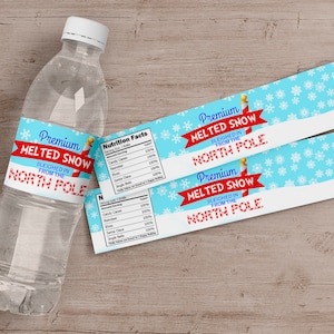 Melted Snow Christmas Holiday Party Water Bottle Labels, Melted Snow ...