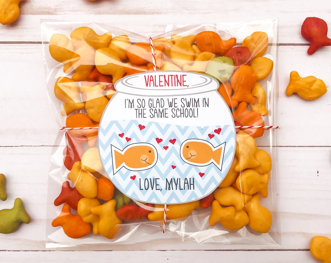 Goldfish Valentine's Day Favor Stickers, Fish Bowl Shaped Valentines ...
