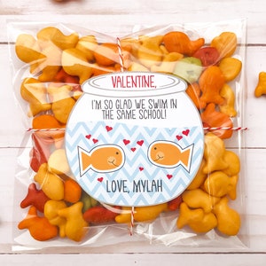 Goldfish Valentine's Day Favor Stickers, Fish Bowl Shaped Valentines ...