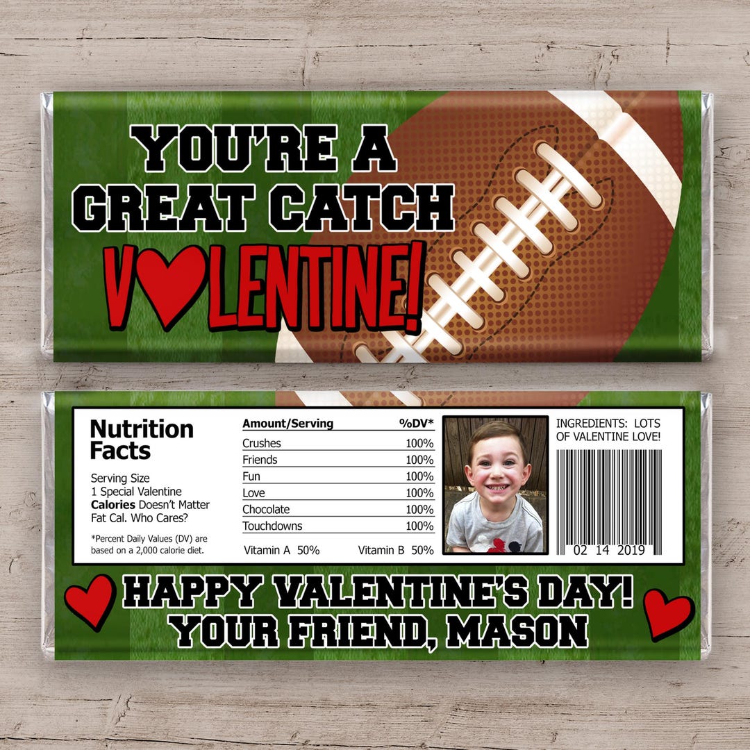 Football Valentine Candy Bar Wrappers, Football Valentines, Football ...
