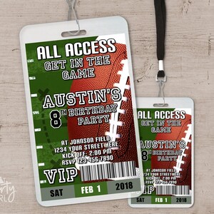 Football Invitation, Football VIP Pass Invitations, Football Birthday ...