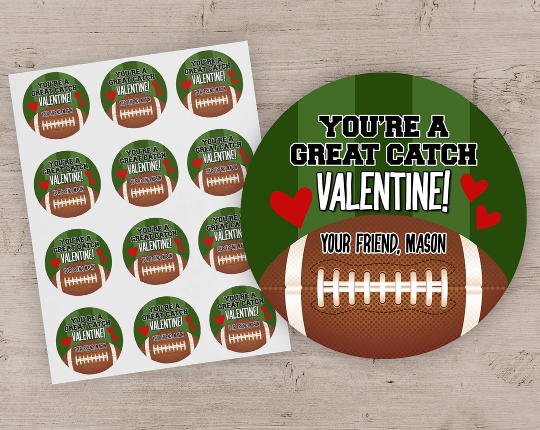Football Valentine Stickers Sports Valentine's Day Treat Labels All ...