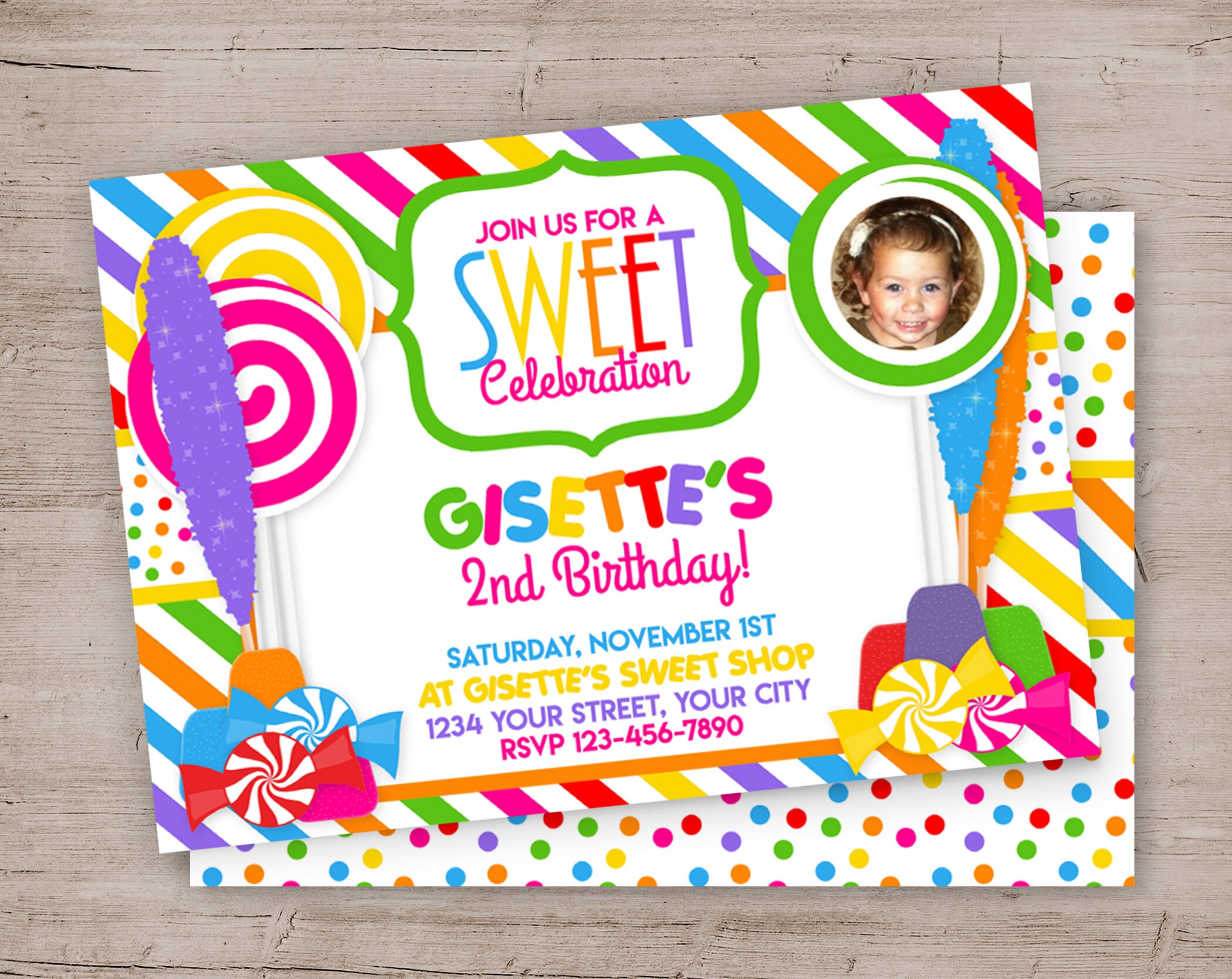 Candy Shop Birthday Party Invitations Digital U Print | Etsy