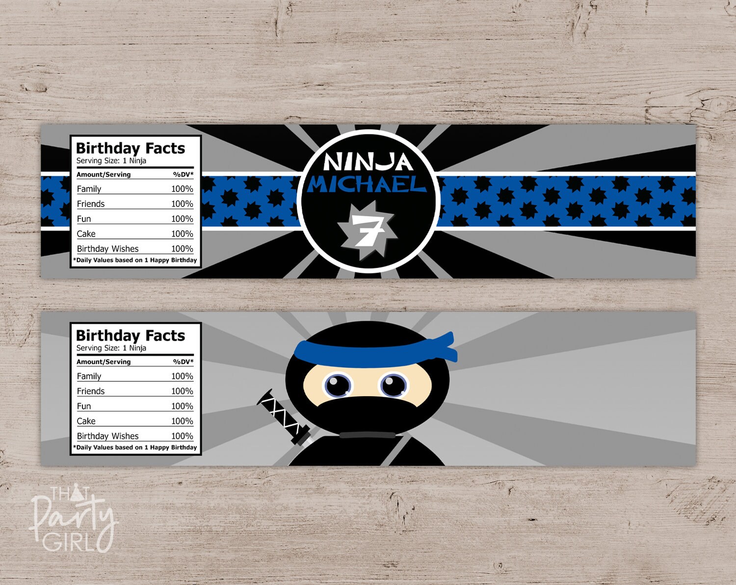 Printed Ninja Water Bottle Labels Ninja Birthday Party Water | Etsy