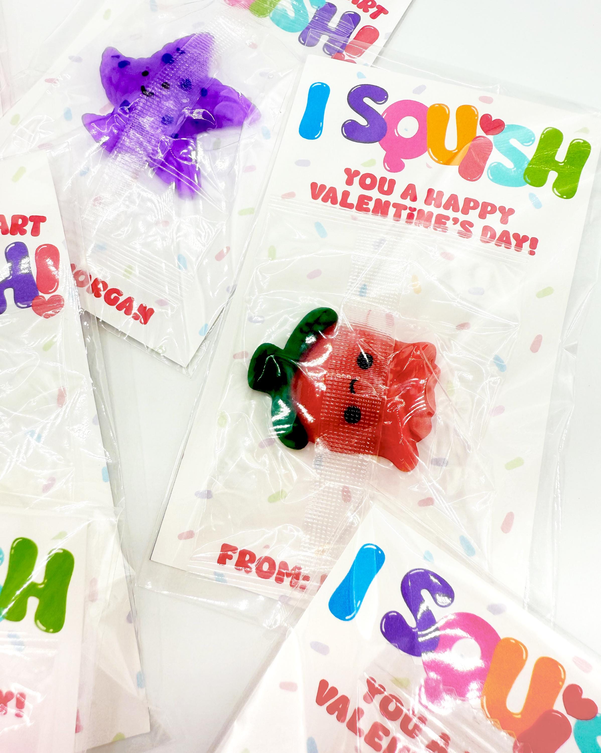 Kids Squishy Valentine's Day Card Favors, Non Candy Printed & Assembled ...