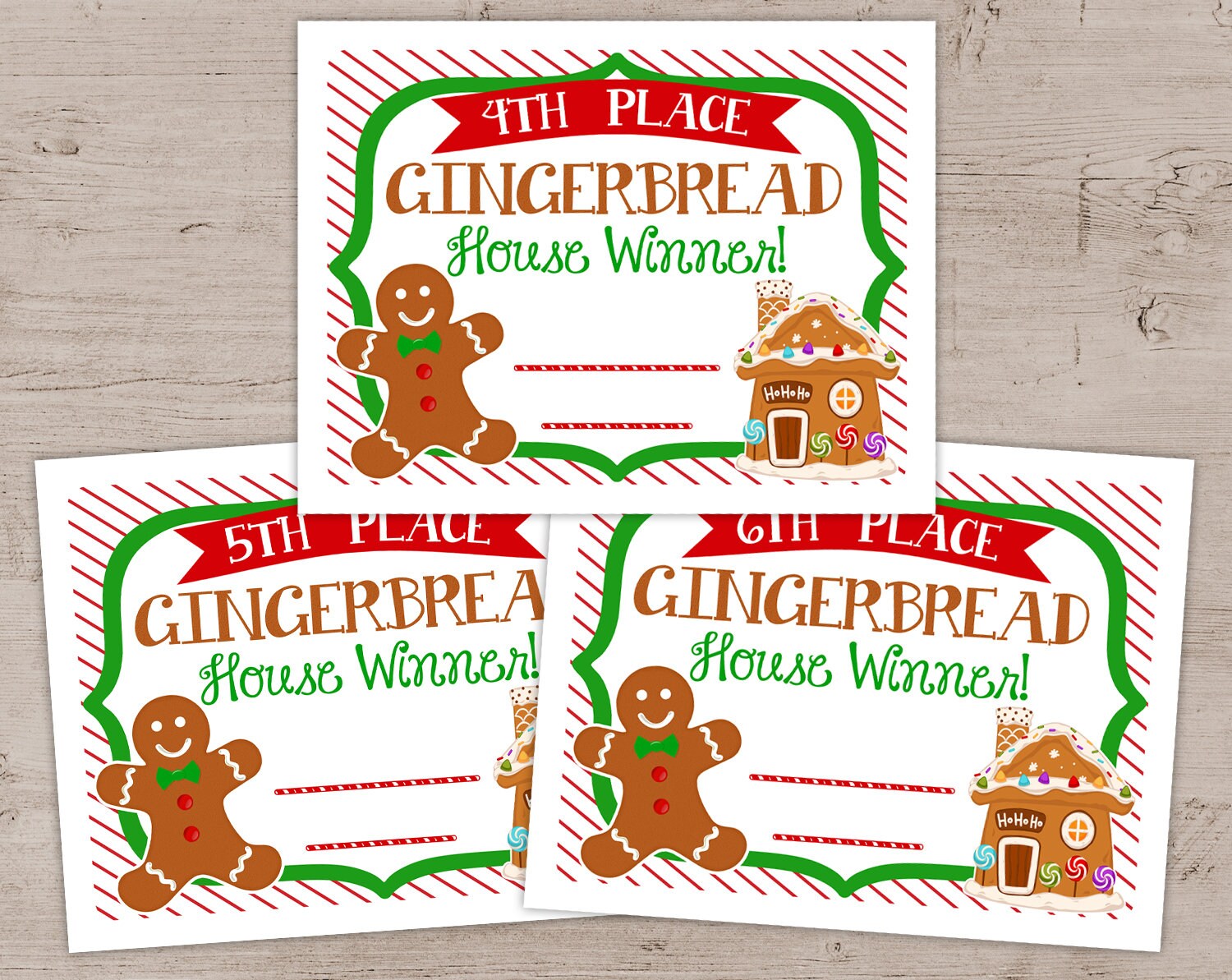 Gingerbread House Contest Awards: Printable Certificates (digital ...