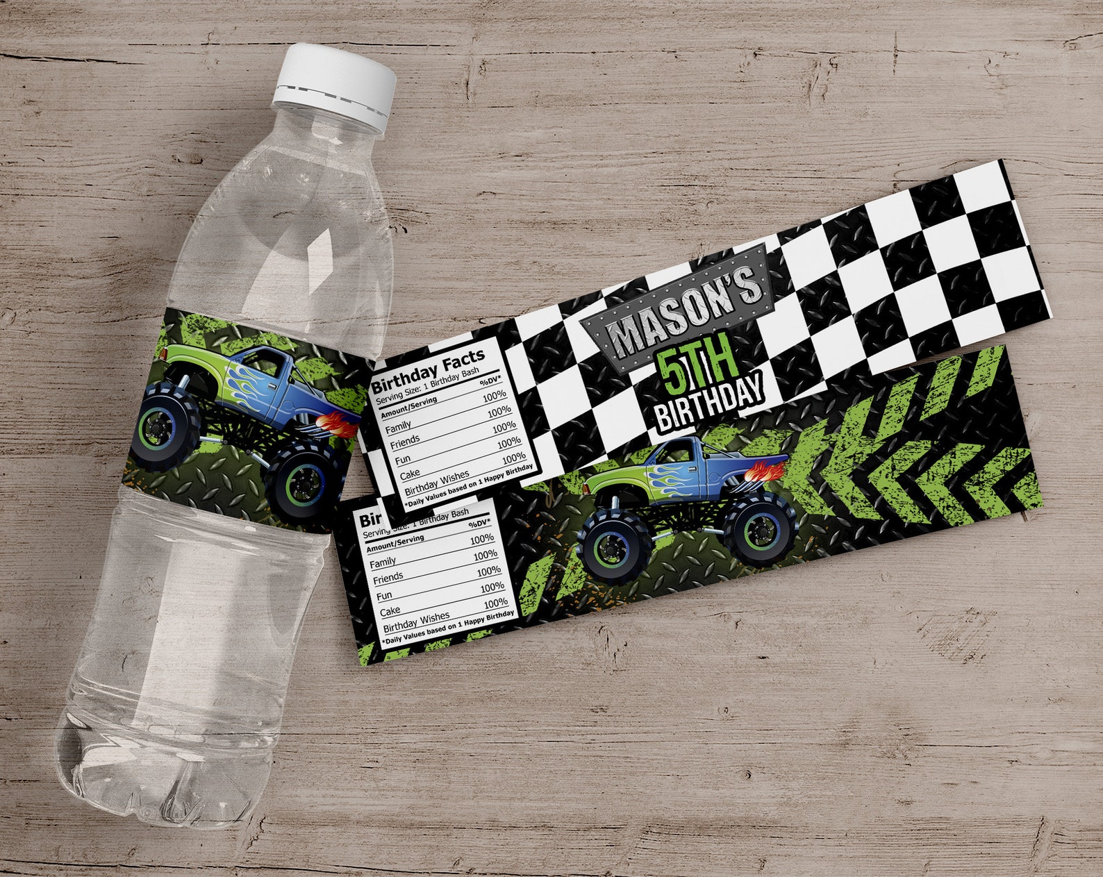 Monster Truck Water Bottle Labels Monster Truck Birthday | Etsy