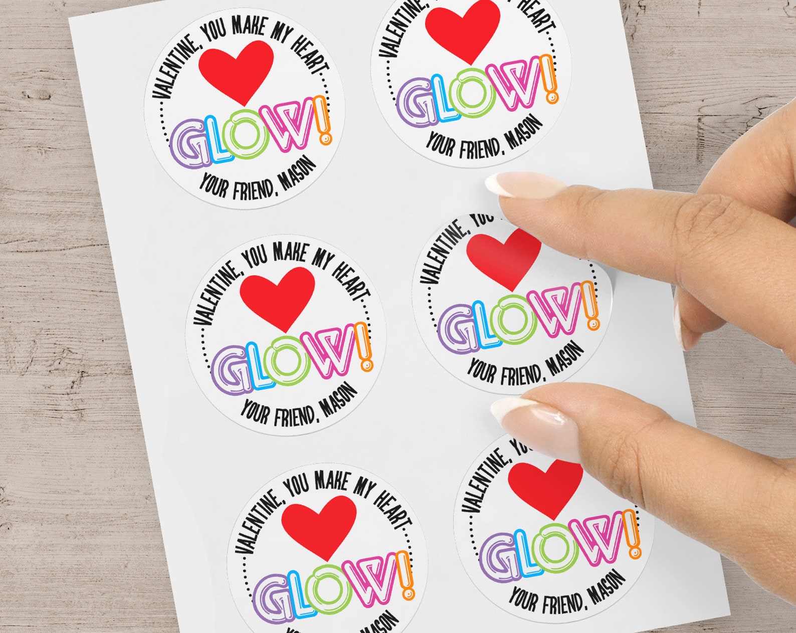 Valentine Stickers, Kids Valentine's Day, Glow Stick Stickers, Glow ...