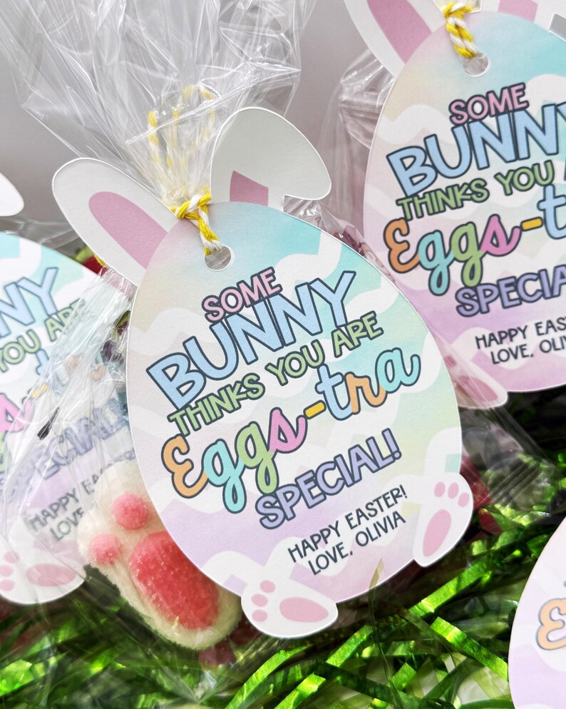 Easter Egg Bunny Gift Tags, Personalized Printed Treat Tags for Kids ...