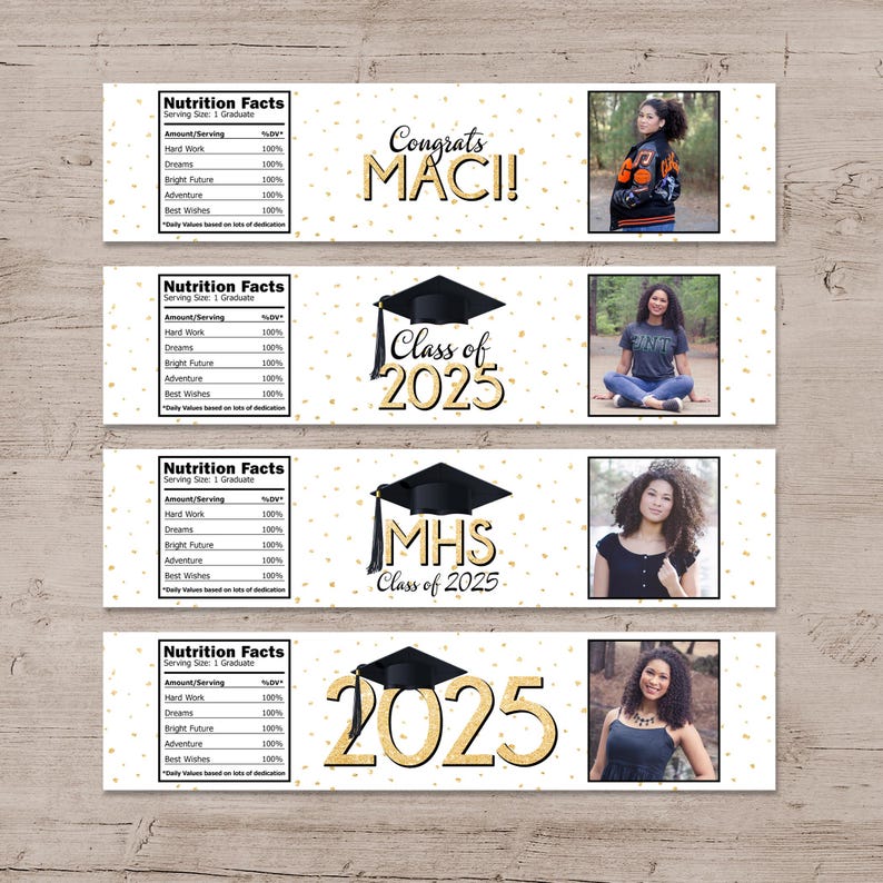 2026 Graduation Party Water Bottle Labels, Grad Photo Decor (printable ...