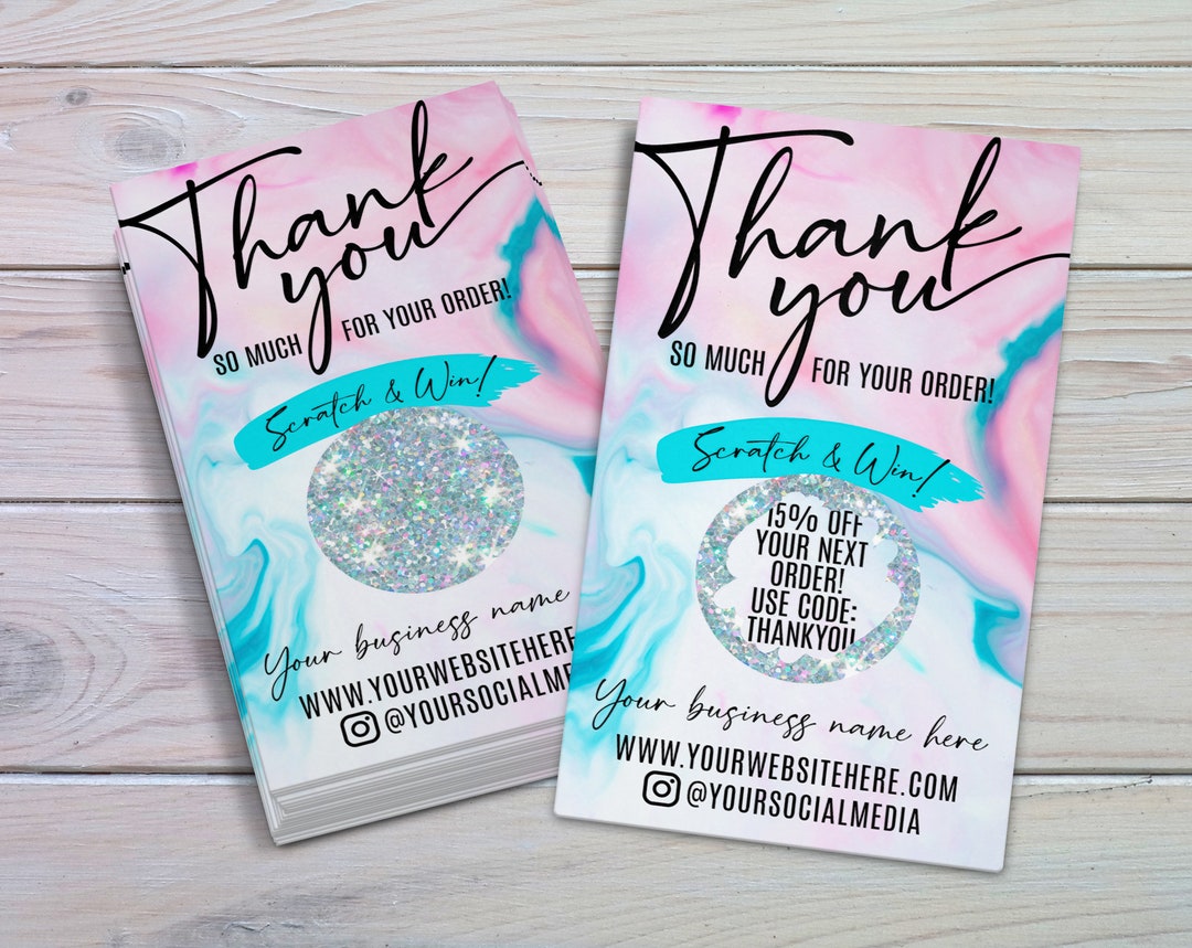 Resin Swirl Scratch off Thank You Cards: Small Business Coupon - Etsy