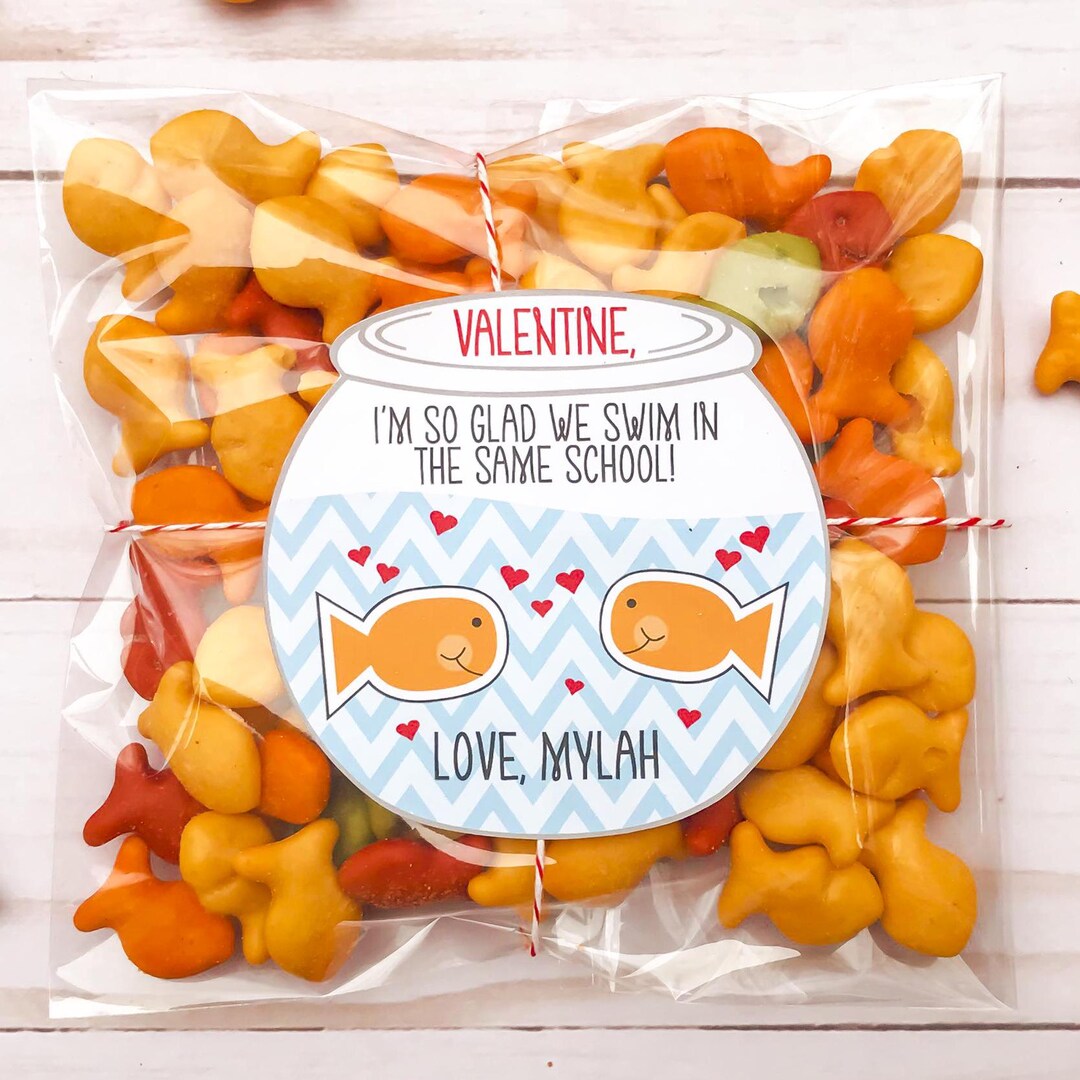 Goldfish Valentine's Day Favor Stickers, Fish Bowl Shaped Valentines ...