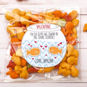 Goldfish Valentine's Day Favor Stickers, Fish Bowl Shaped Valentines ...