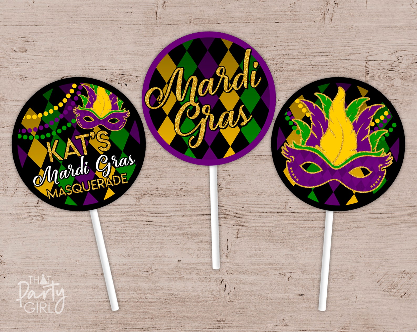 Mardi Gras Party Favor Tags: Printable Masquerade Cupcake Toppers ...