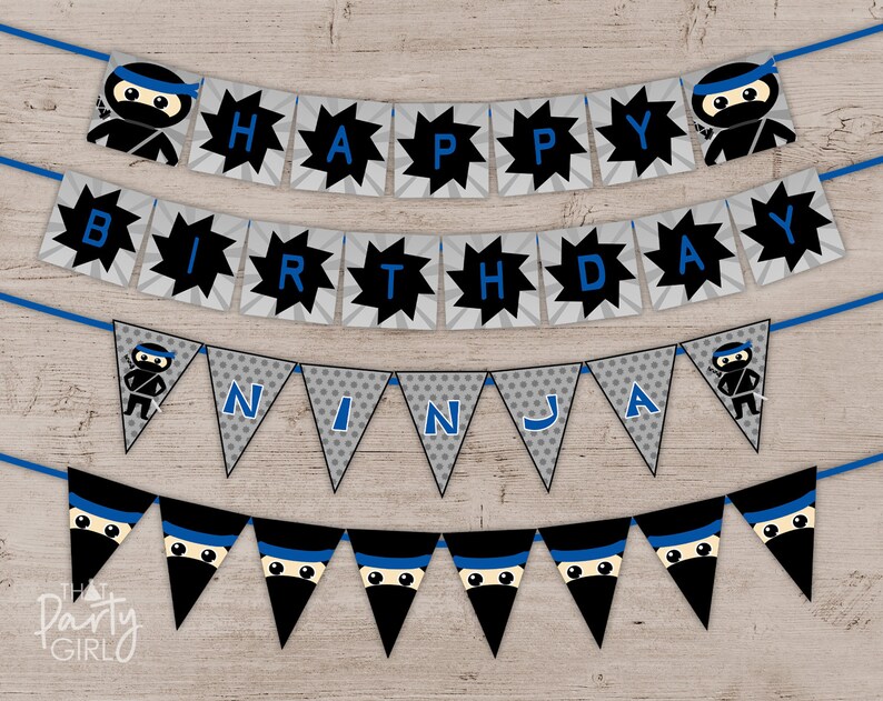 Ninja Birthday Party Banner: Instant Download Decorations (PDF) - Etsy