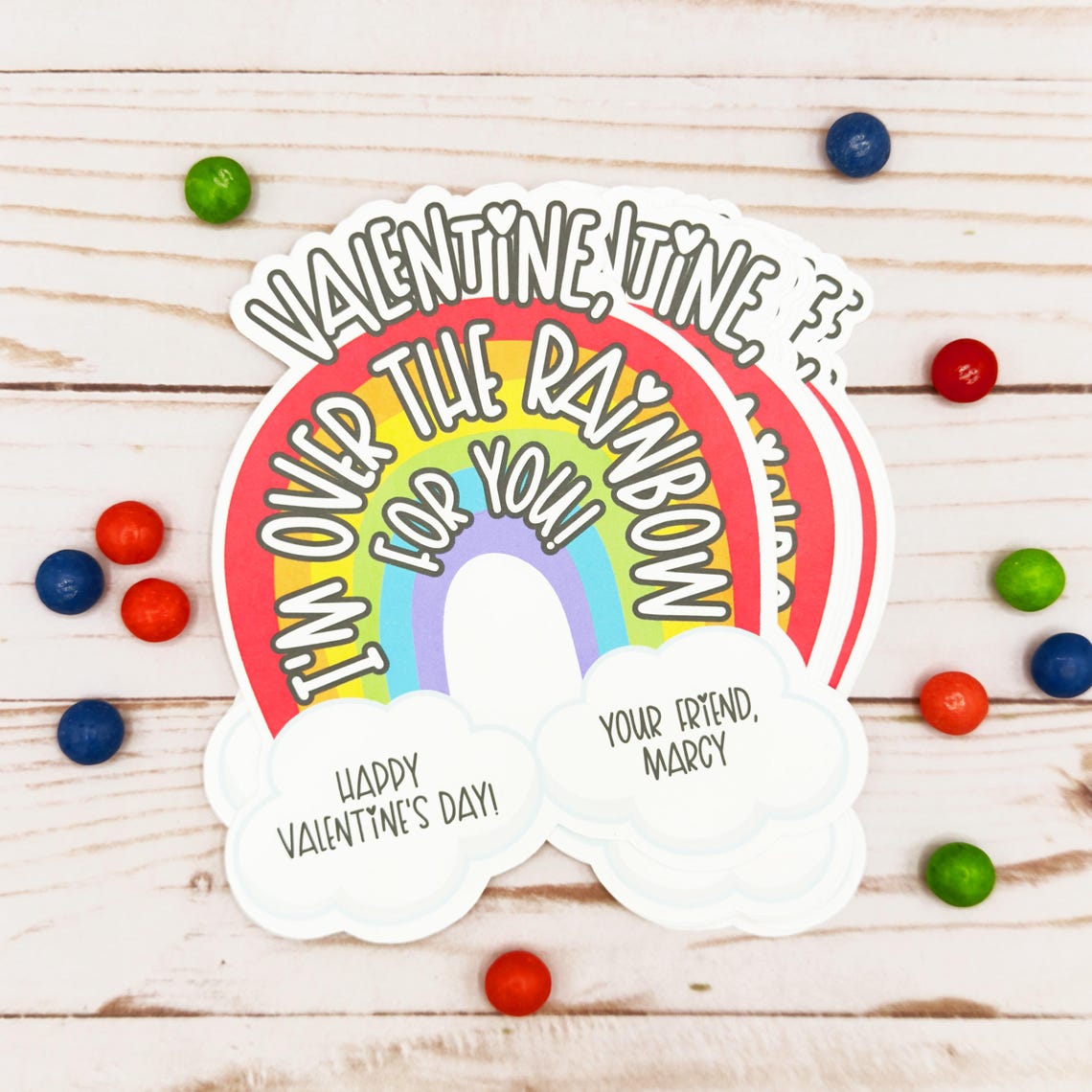 Kids Valentine Cards, I'm Over the Rainbow for You, Rainbow Valentine's ...