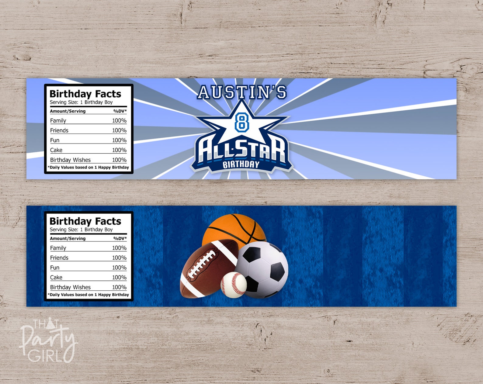 Printed All-star Sports Water Bottle Labels Sports Birthday - Etsy