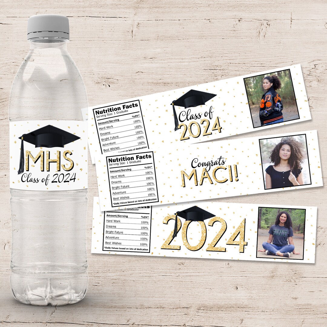 100 Graduation Party Water Bottle Labels Graduation Party Decorations ...