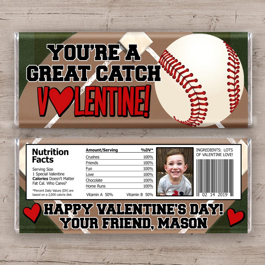 Baseball Valentine Candy Bar Wrappers, Baseball Valentines ...