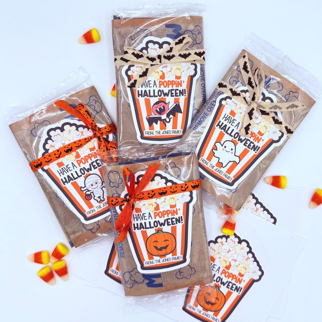Halloween Popcorn Stickers for Classroom, Teacher Gift, Trick or Treat ...