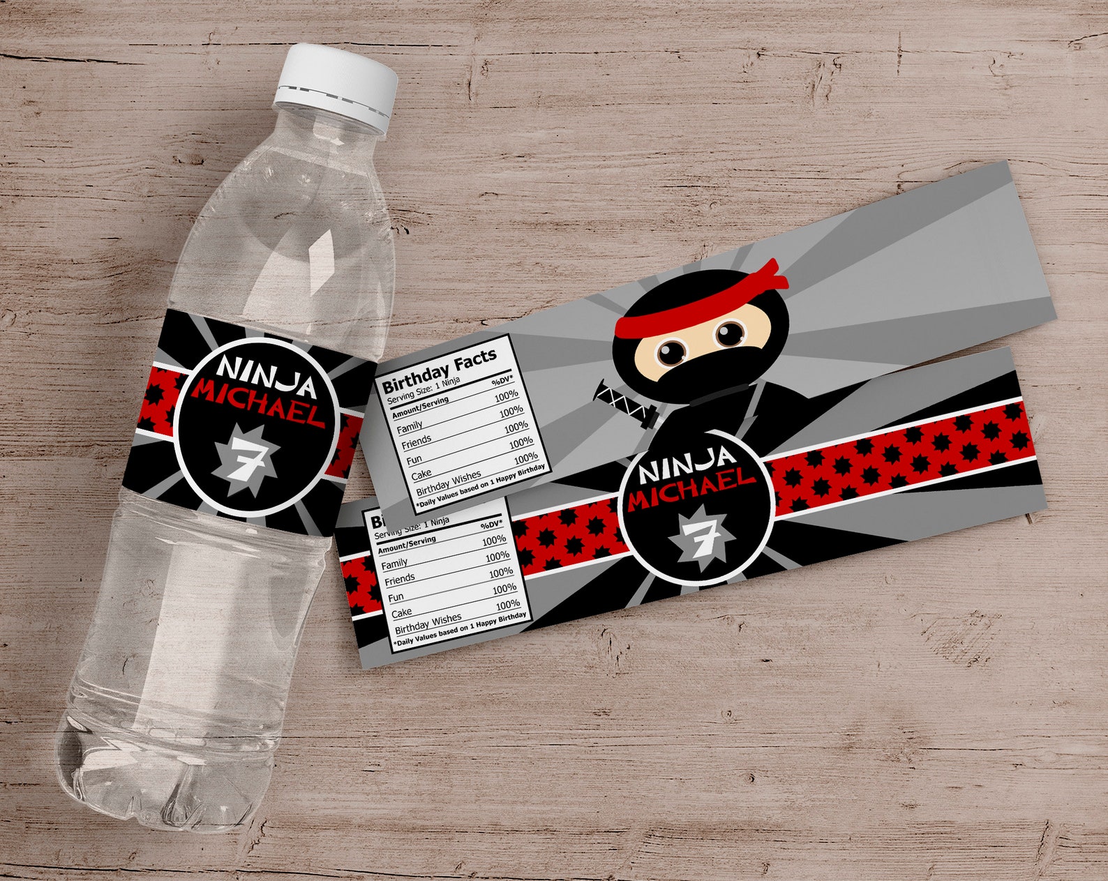 Ninja Water Bottle Labels Ninja Birthday Party Ninja Party | Etsy