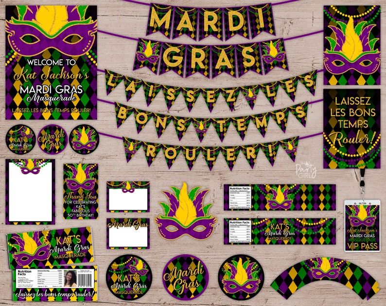 Mardi Gras Party Food Tent Labels Place Cards - Printable DIY - INSTANT ...