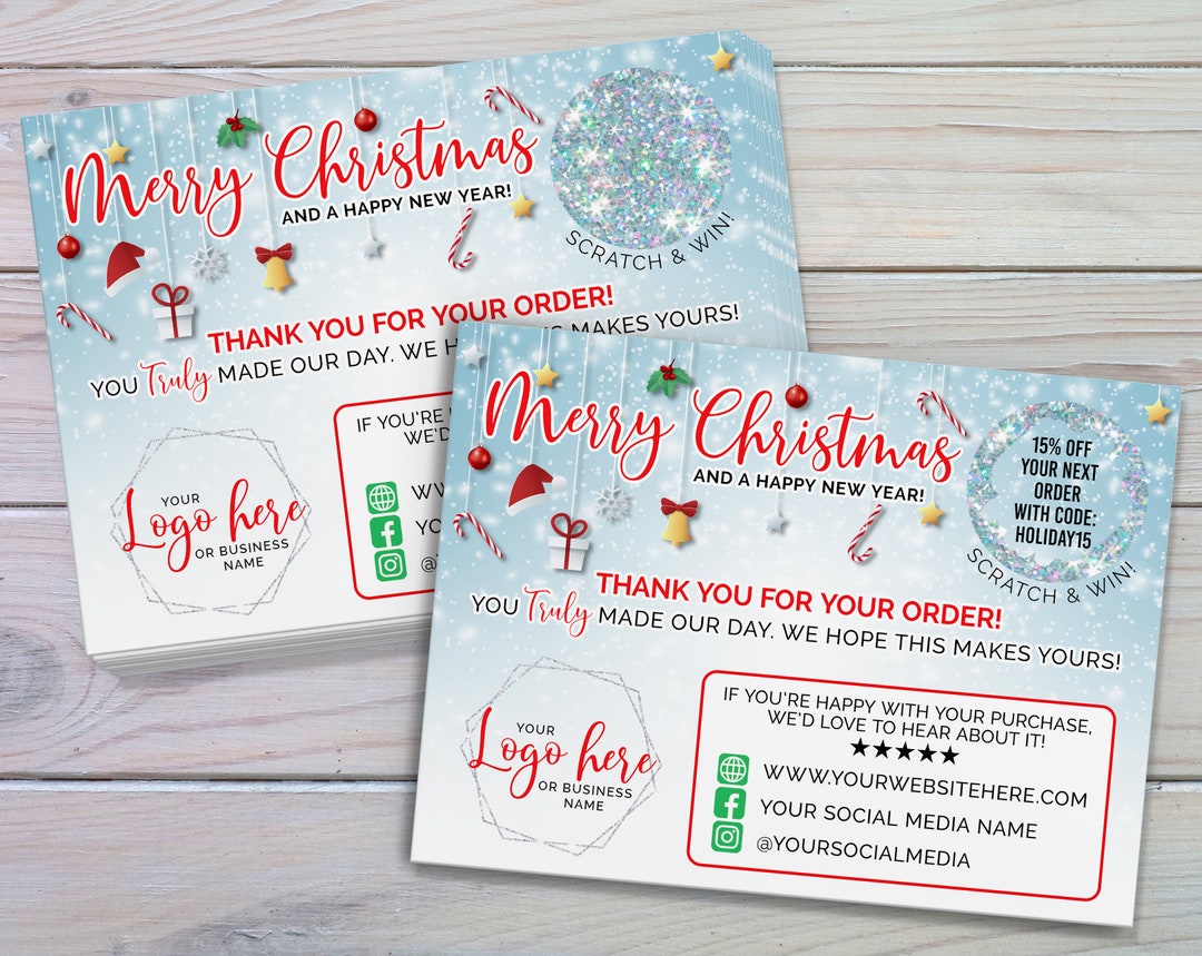Custom Christmas Thank You Scratch off Cards: Add Your Logo - Etsy