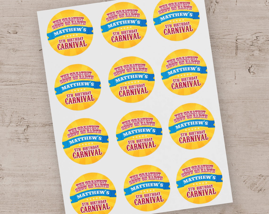 Circus Party Favor Stickers Carnival Birthday Party Treat Bag - Etsy