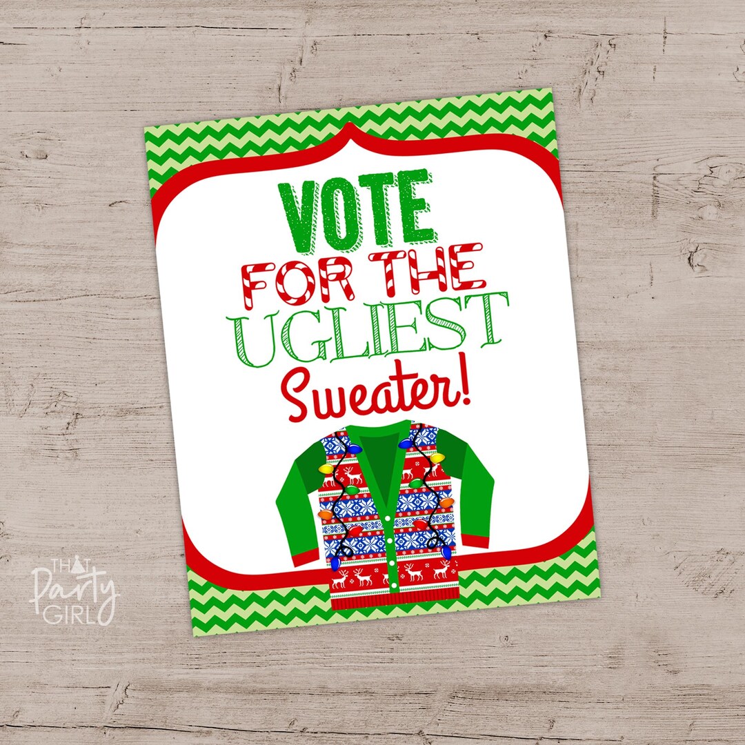 Ugly Christmas Sweater Party Voting Sign (printable Instant Download ...
