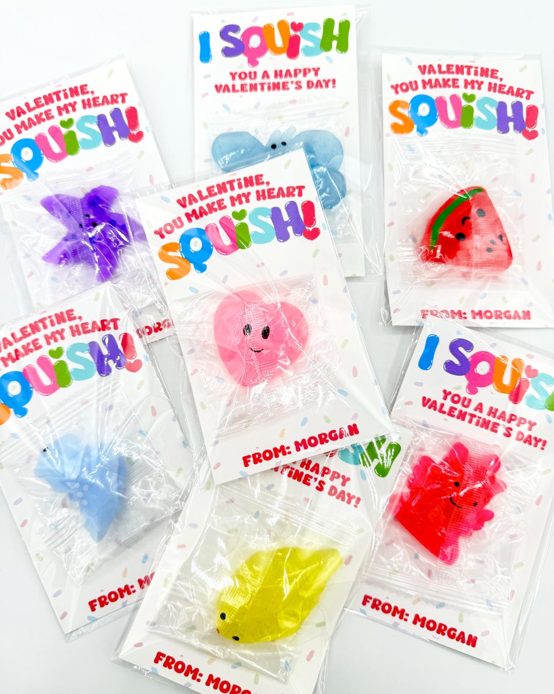 Kids Squishy Valentine's Day Card Favors, Non Candy Printed & Assembled ...