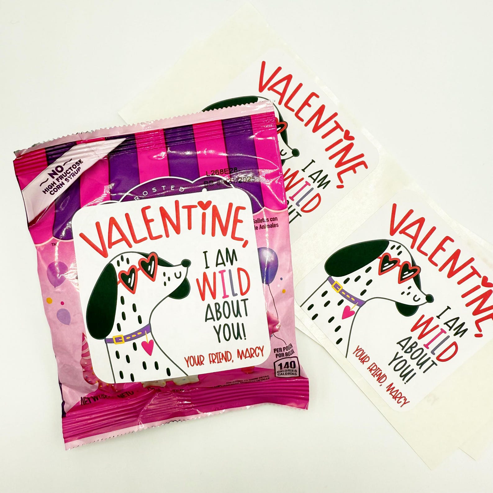 I Am Wild About You Animal Cracker Valentine's Day Stickers, Kids Cat ...