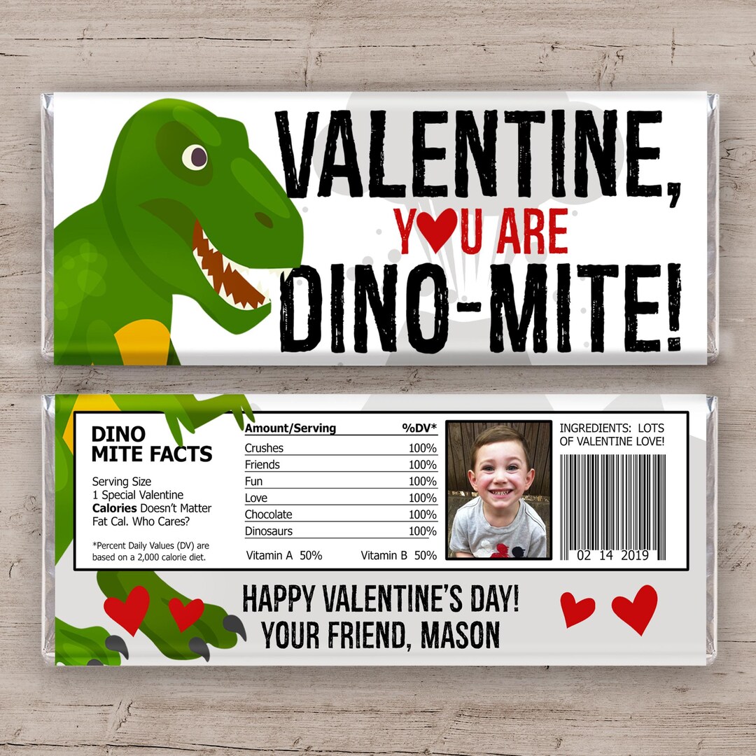 Dinosaur Valentine Candy Bar Wrappers, Dino-mite Valentines ...