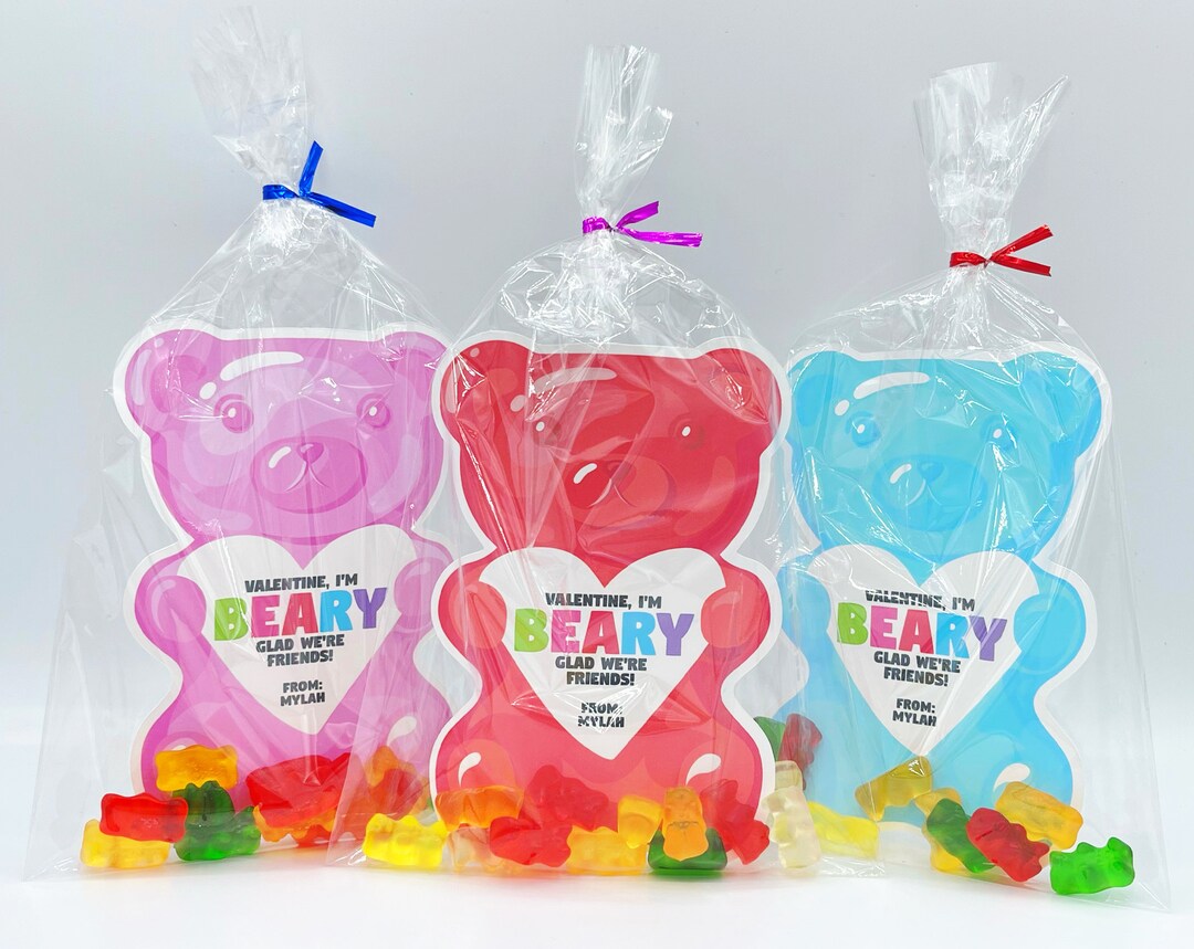 Kids Valentine's Day Bear Cards, I'm Beary Glad We're Friends, Printed ...