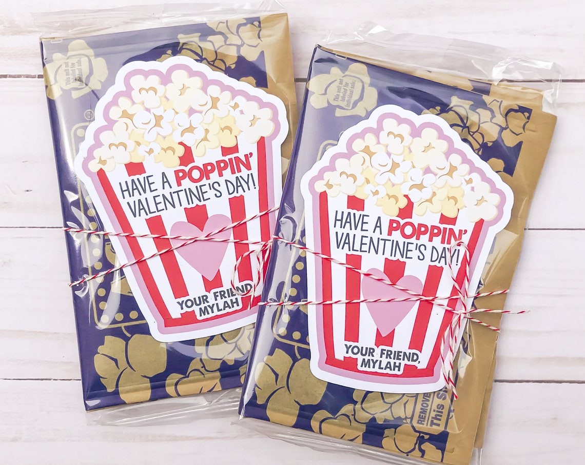 Printable Popcorn Valentine's Day Cards, Kids School Valentines ...