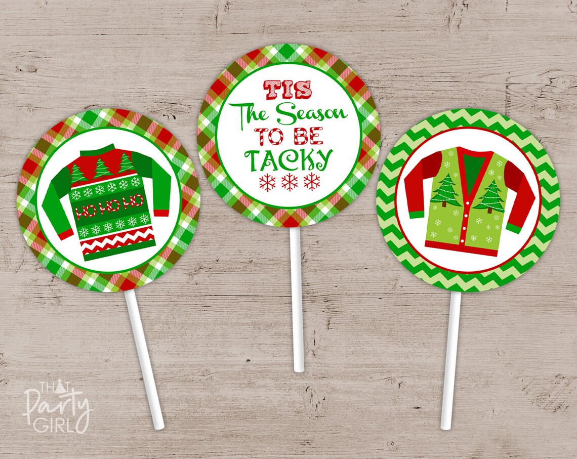 Ugly Sweater Party Cupcake Toppers Ugly Sweater Party Ugly - Etsy