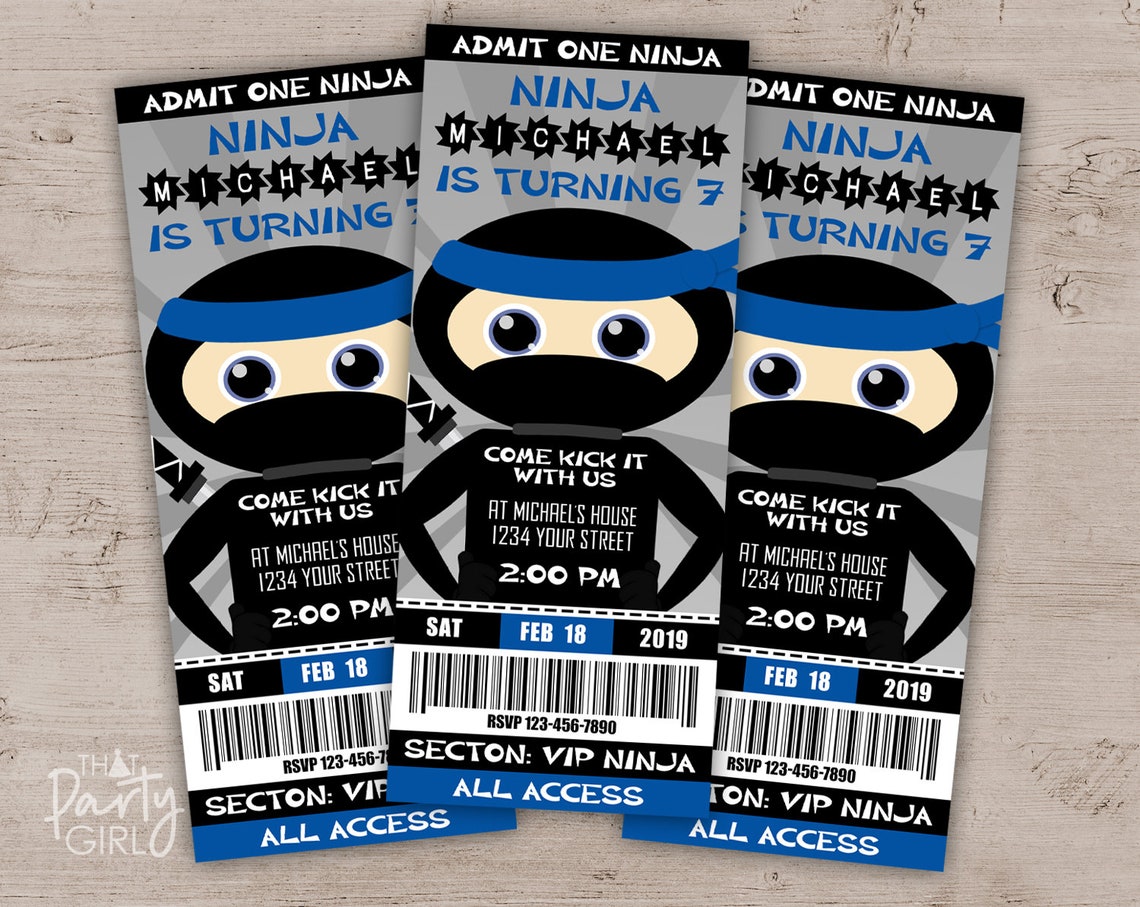 Ninja Party Invitation Ninja Birthday Party Ninja Birthday | Etsy