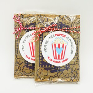 Popcorn Valentine Stickers, Kids Valentine's Day Popcorn Bag Stickers ...
