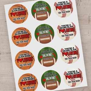 Sports Valentine Stickers Football Baseball Basketball Valentine's Day ...