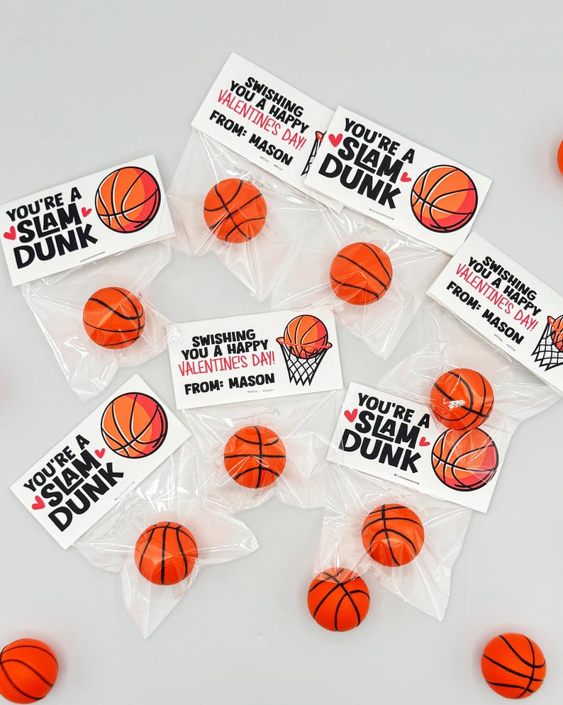 Kids Basketball Valentine's Day Class Favors - Personalized Valentine ...