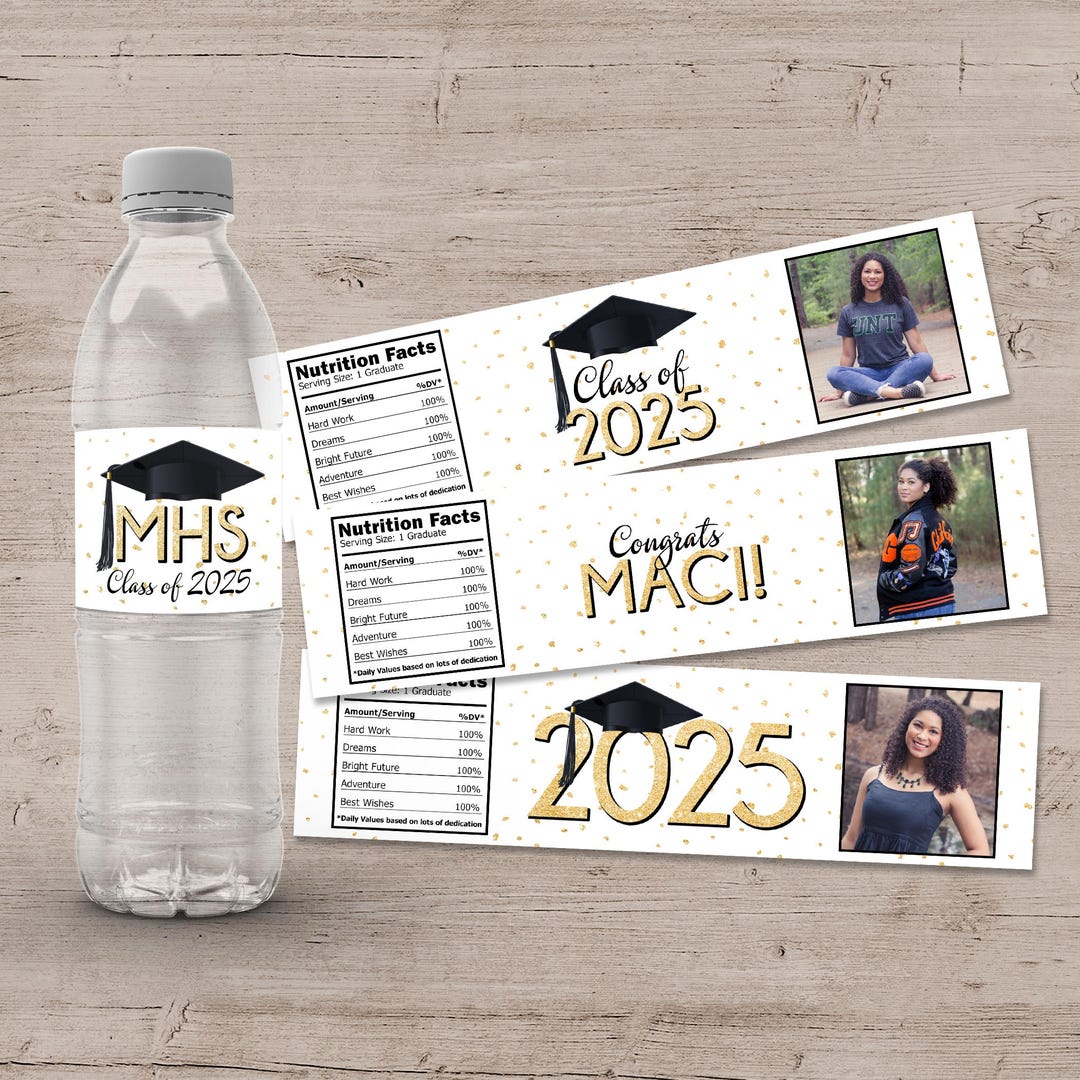 Graduation Party Water Bottle Labels, 2025 Graduation Party Decorations ...
