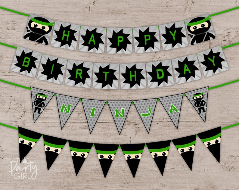 Ninja Birthday Party Banner: Instant Download Decorations (PDF) - Etsy