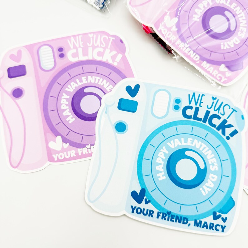 Kids Instant Camera Valentines Cards, We Just Click Valentine's Day ...