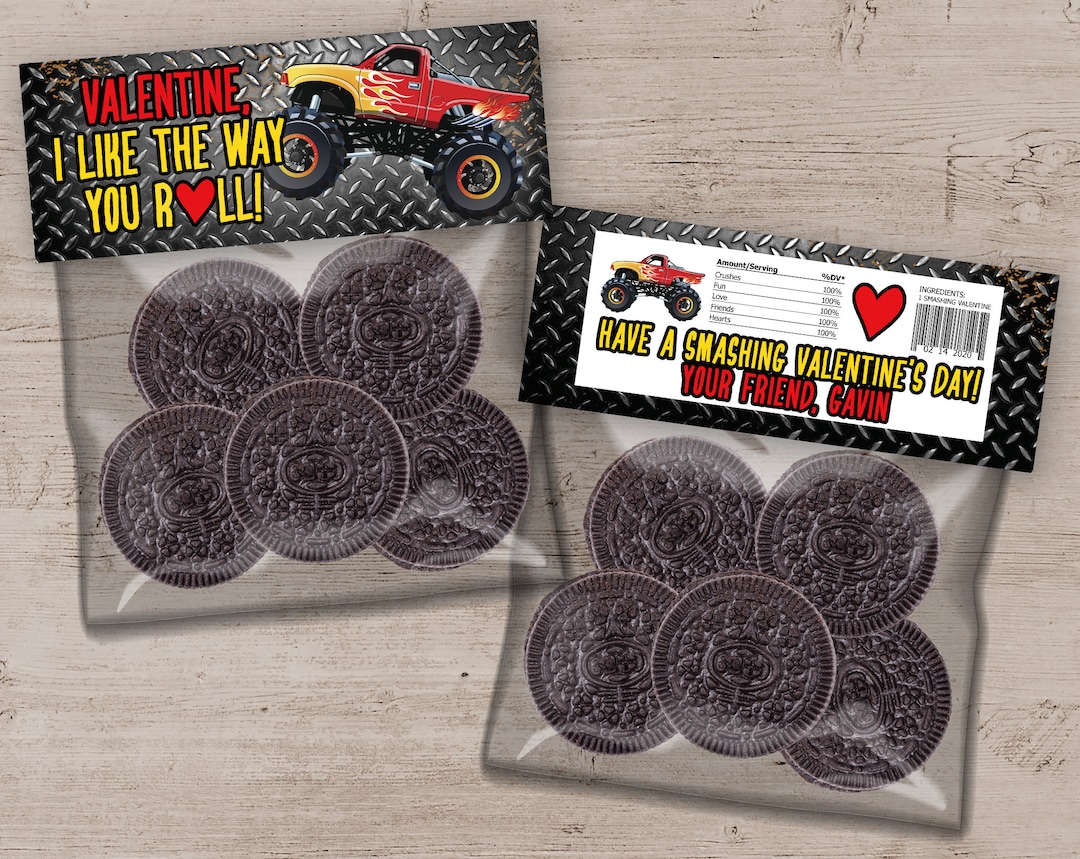 Monster Truck Valentine's Day Treat Bag Topper, Monster Truck Party ...