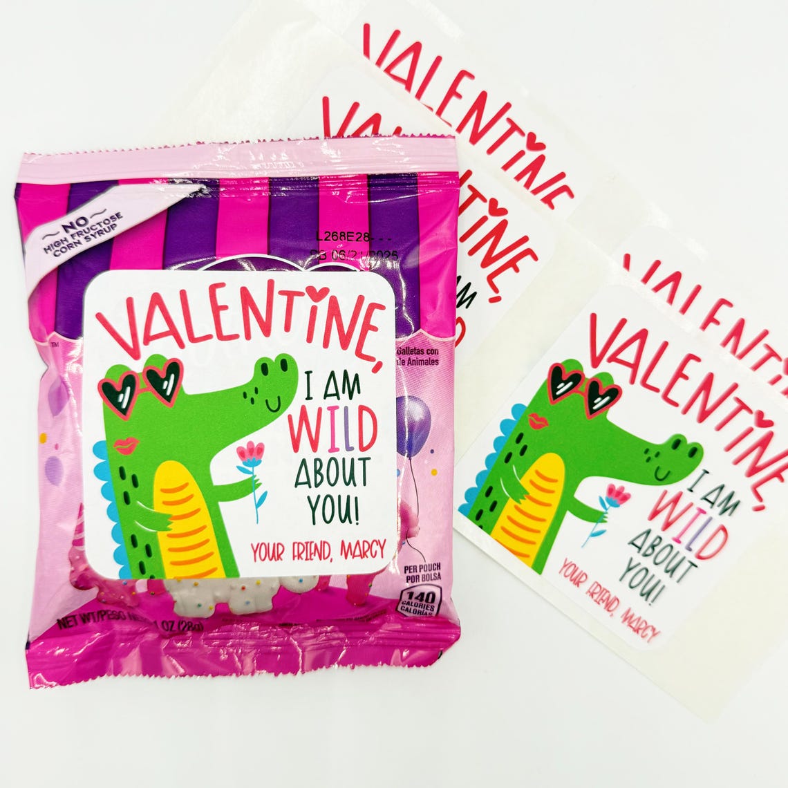 I Am Wild About You Animal Cracker Valentine's Day Stickers, Kids Cat ...