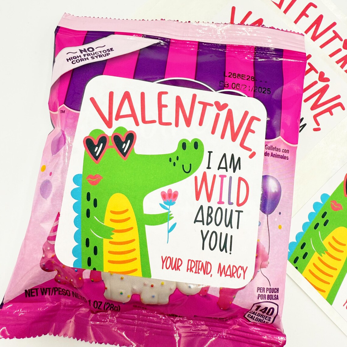I Am Wild About You Animal Cracker Valentine's Day Stickers, Kids Cat ...