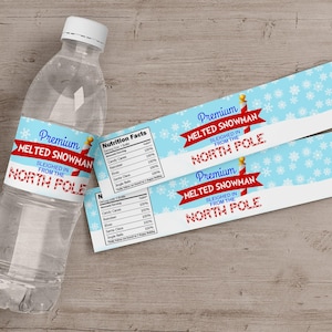 Melted Snowman Water Bottle Labels: Christmas Party (digital Download ...