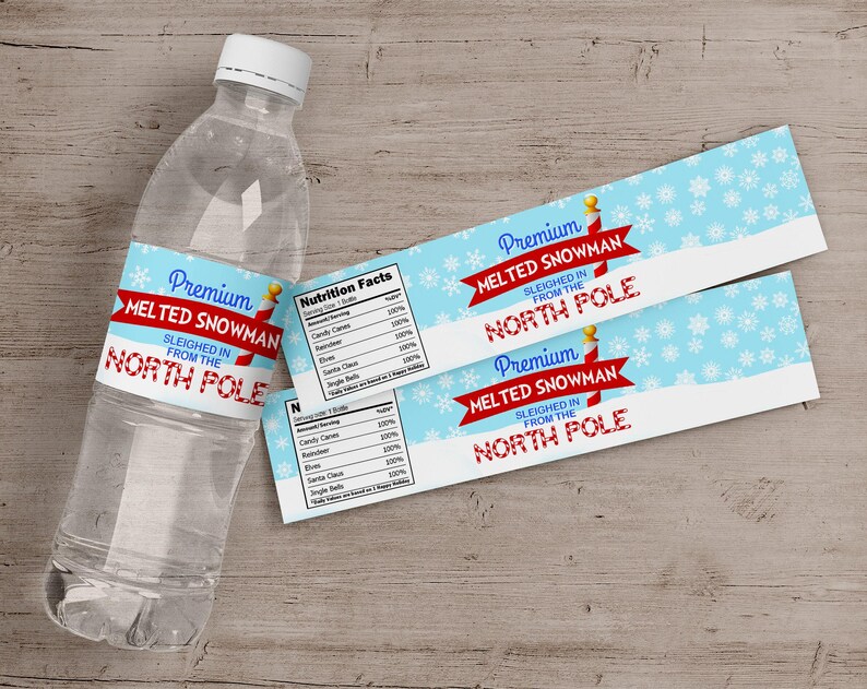 Melted Snowman Water Bottle Labels: Christmas Party (digital Download ...