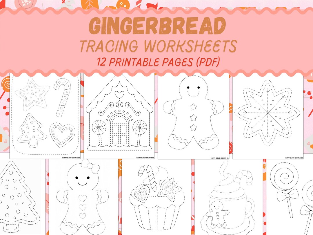 Gingerbread Tracing Worksheets: Holiday Fine Motor Activity (printable ...