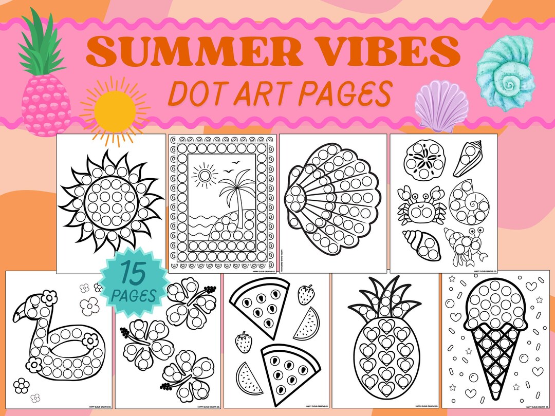 Summer Vibes Dot Marker Pages, Dot Stickers Printable, Do a Dot ...