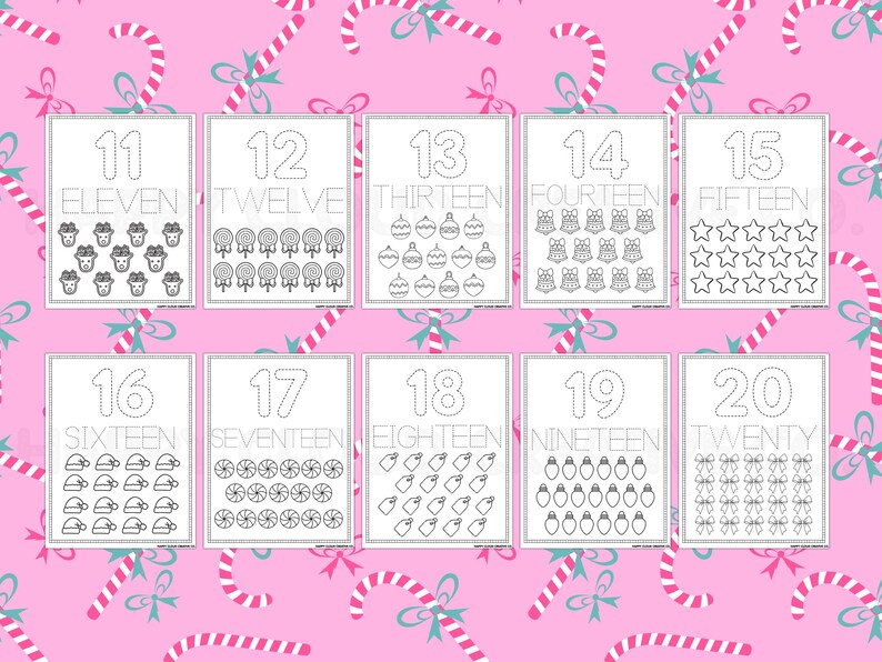 Christmas Number Tracing Worksheets 1-20 – Holiday Practice (printable ...